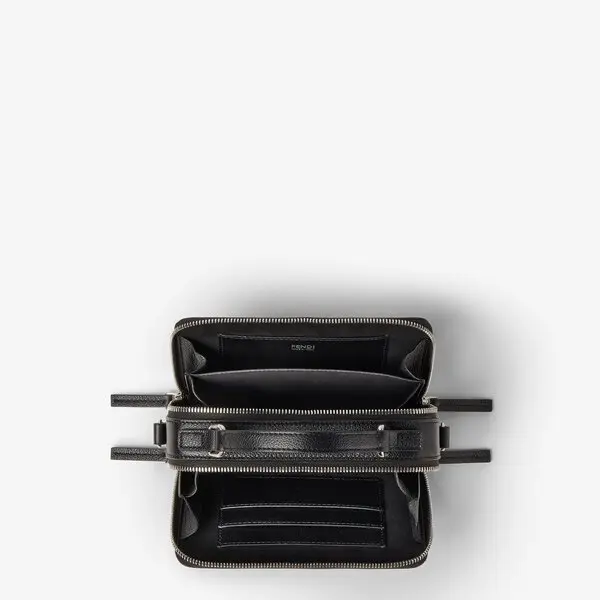 Fendi Phone Camera Case Black Full-grain Leather Bag
